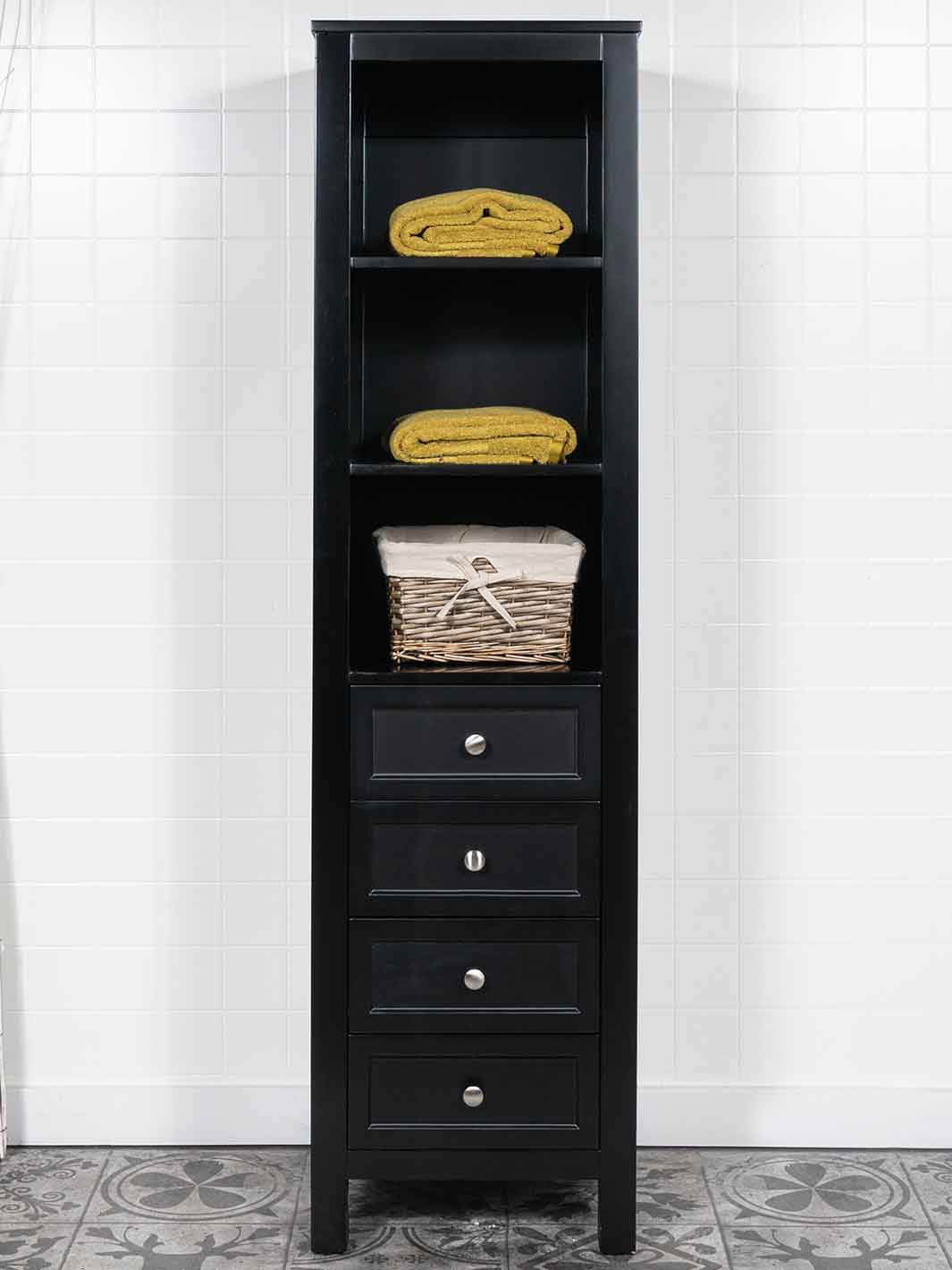 Linen closet with open shelves – modernbathrooms.ca
